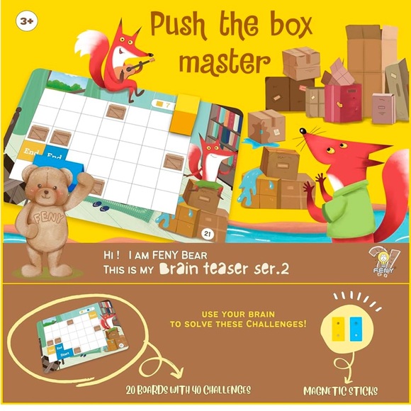 Toys | Challenging Puzzle Game Push The Box Brain Teaser 4 Challenges ...